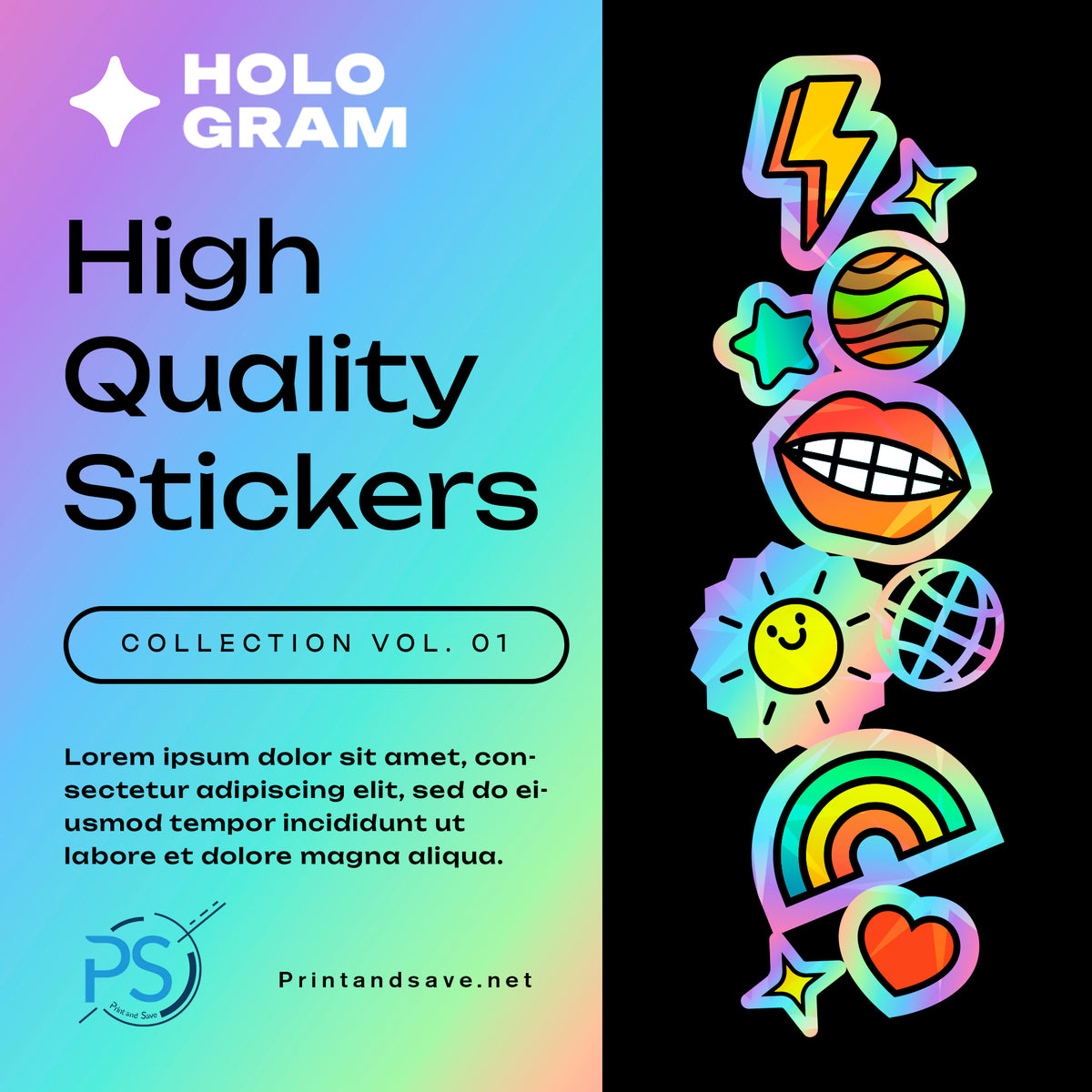 Holographic Stickers — Print and Save